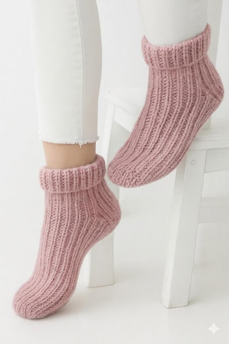 Chunky Knit Socks Pattern – Easy 2-needle Slippers Boots (PDF Download ...