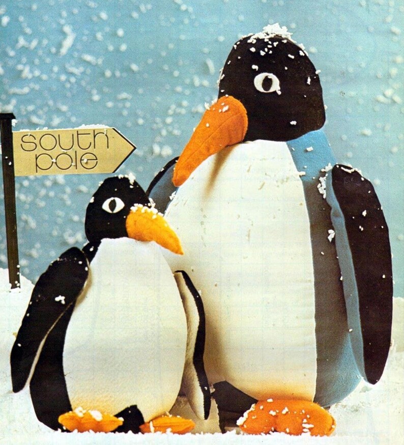 Penguins Sewing Pattern Easy Beginner's Use up Scrap Materials & Yarn ...