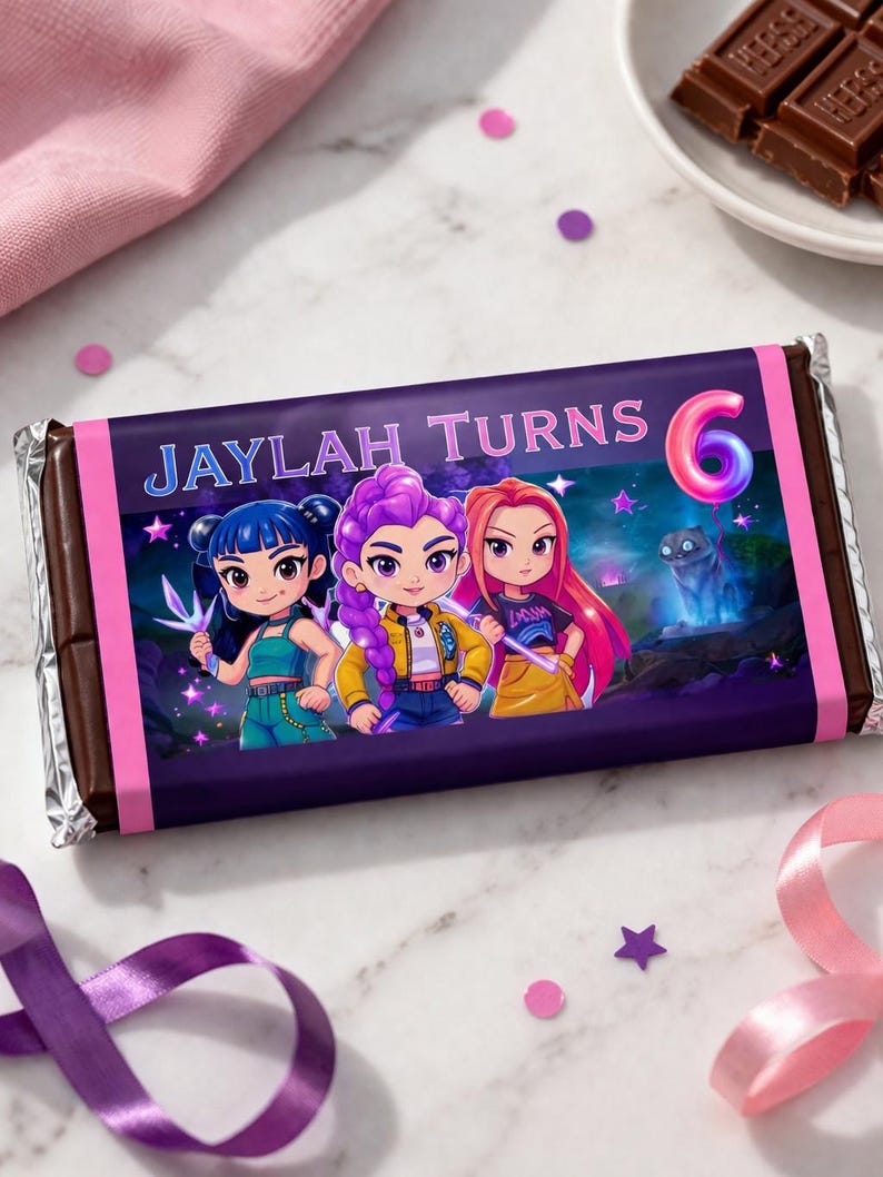 Editable Huntrix Candy Bar Wrapper, Custom Name Age Birthday (digital ...