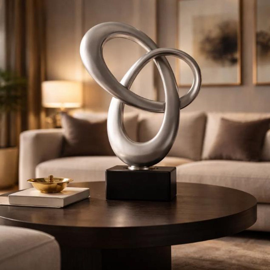 Modern Mobius Knot Sculpture – Abstract Infinity Statue Decor – Silver ...