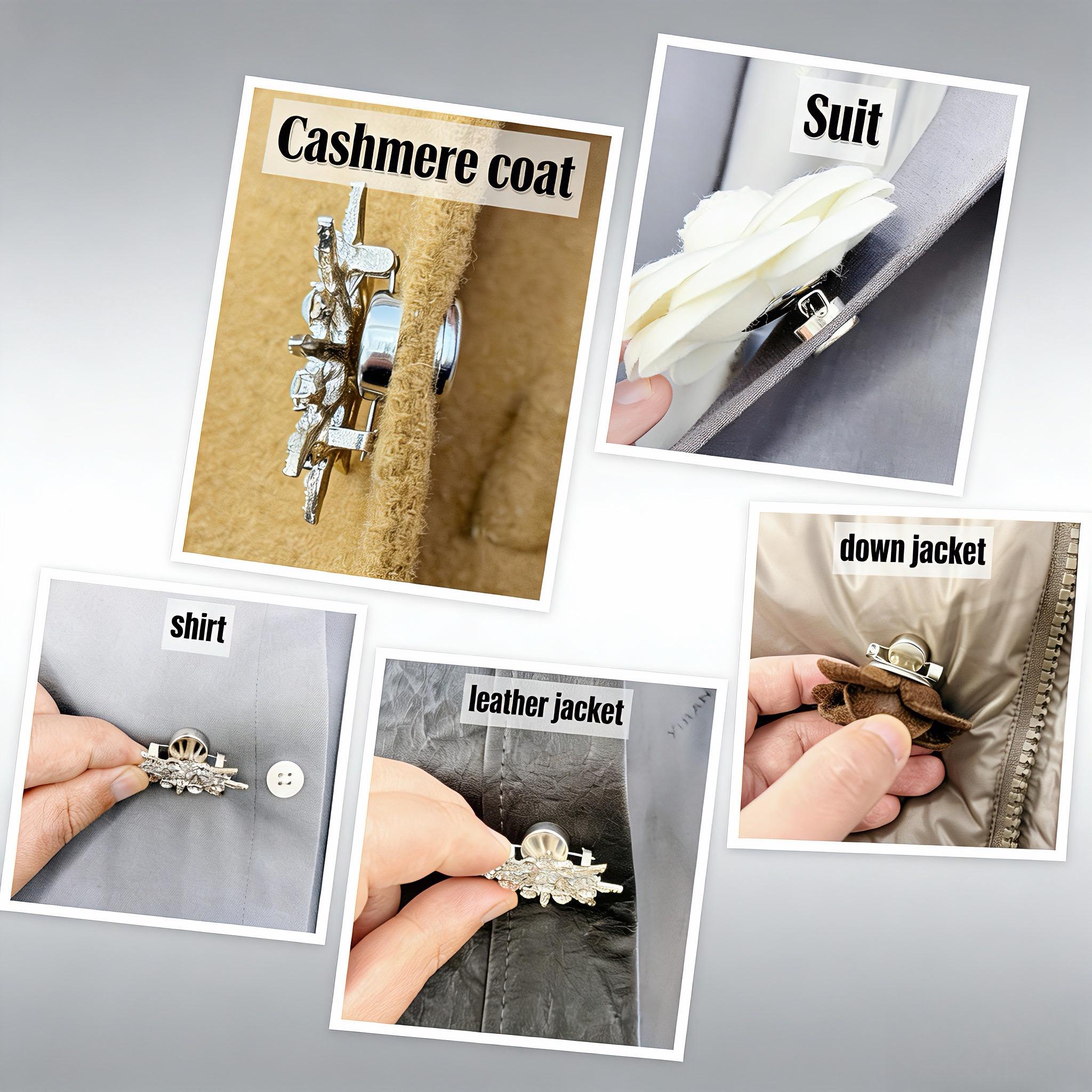 4-pack Magnetic Brooch Converter - No Hole Pin Holder for Lapel Pin and ...