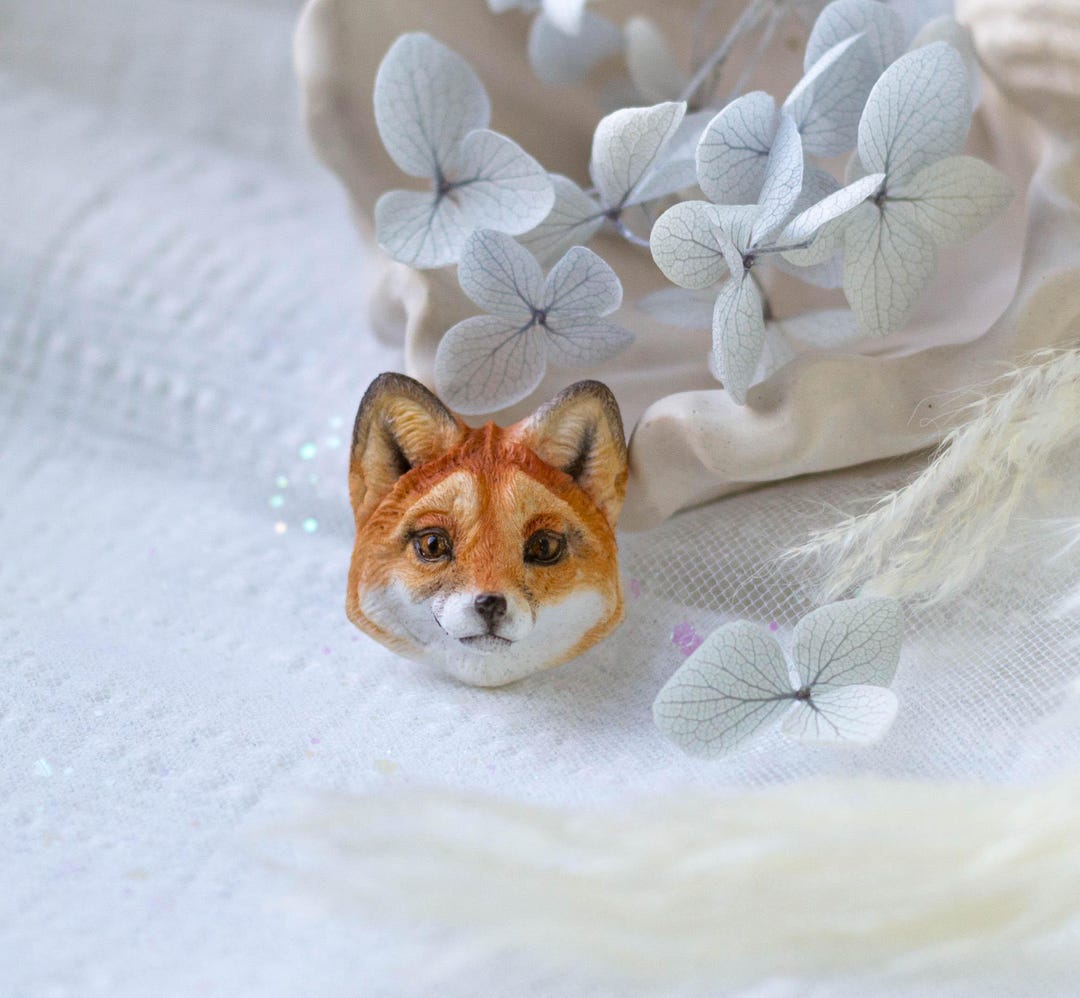 Custom Fox Brooch, Realistic Fox Portrait Brooch, Polymer Clay Fox ...