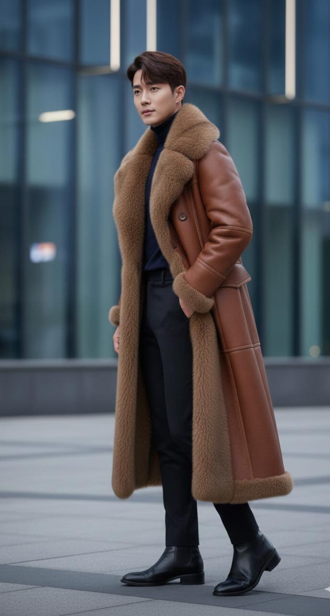 Vintage 70s Shearling Fur Aviator Coat | Handmade Sheepskin Leather ...