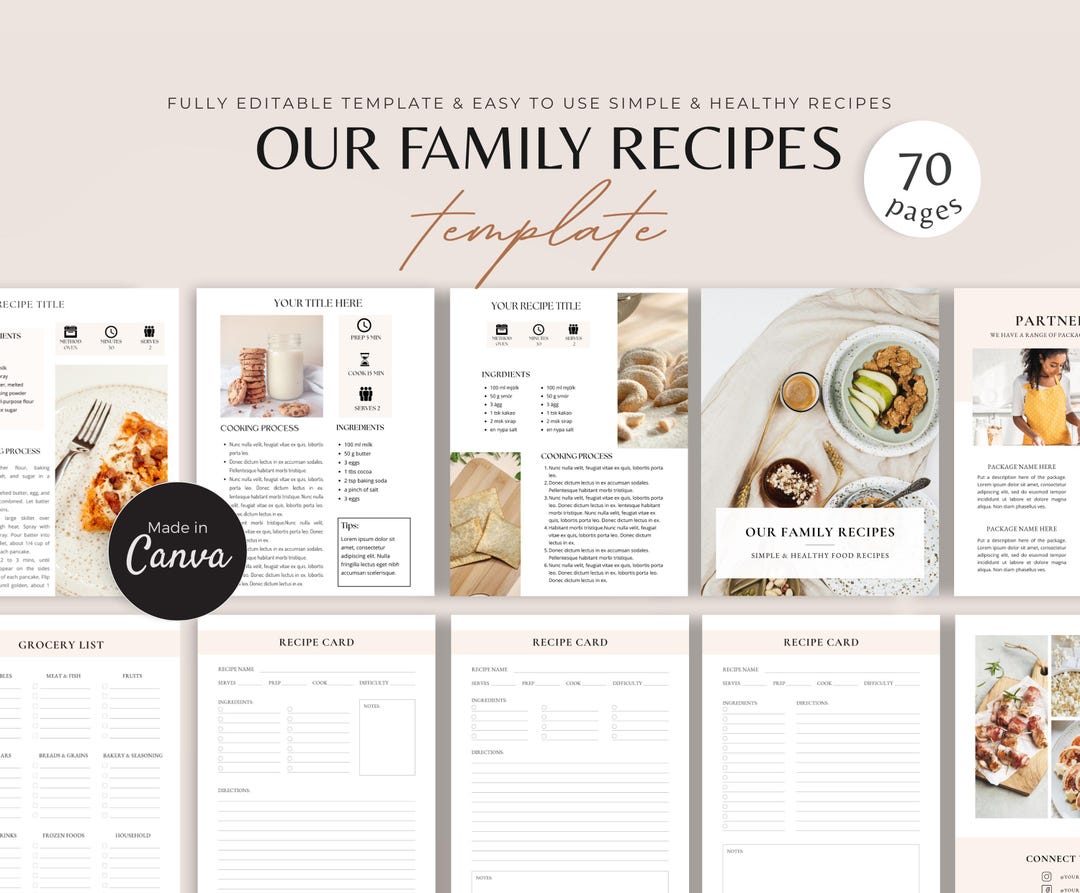 Family Recipes Guide Template, Digital Recipe Organizer and Cookbook ...