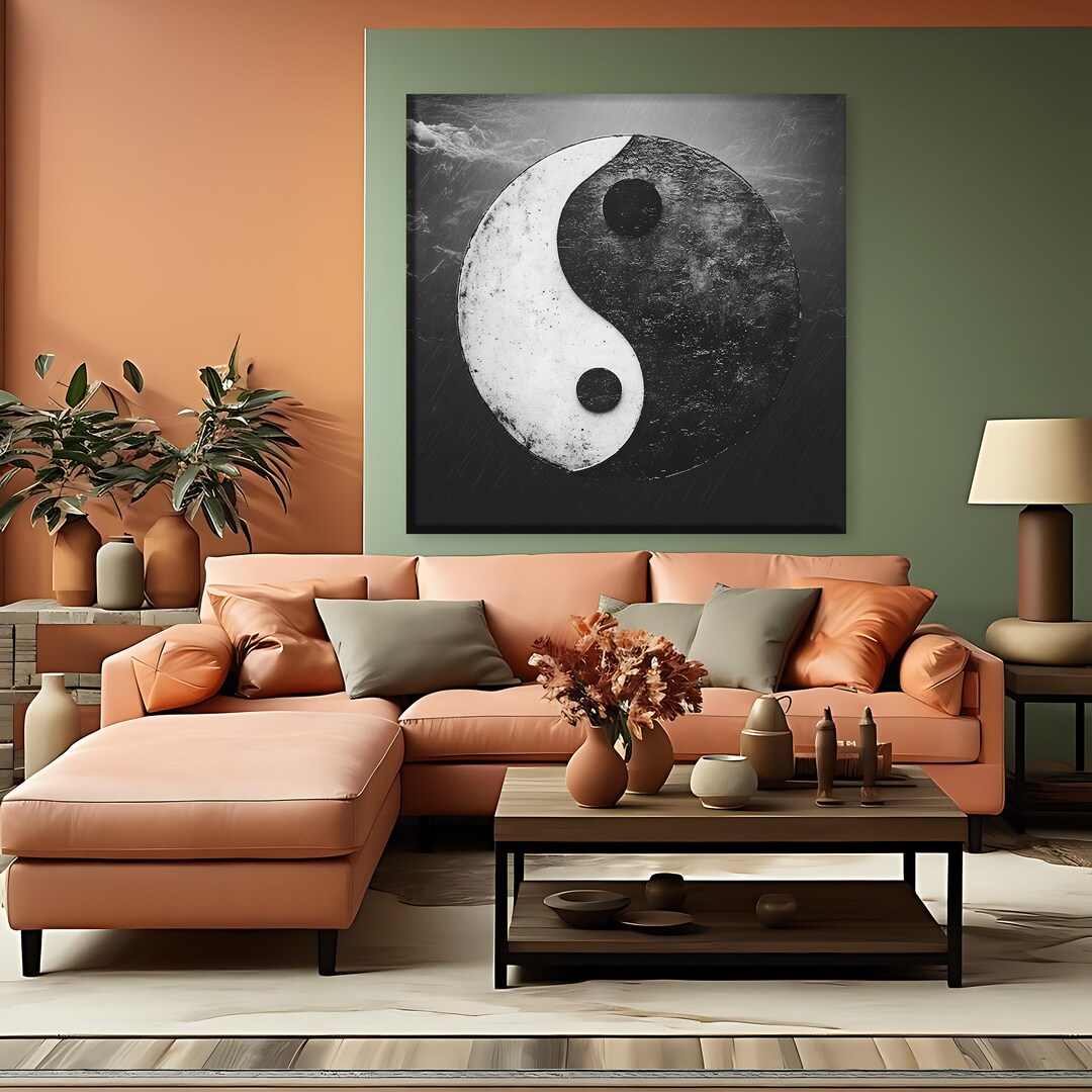 Yin Yang Canvas Wall Art, Textured Zen Symbol Print Painting ...