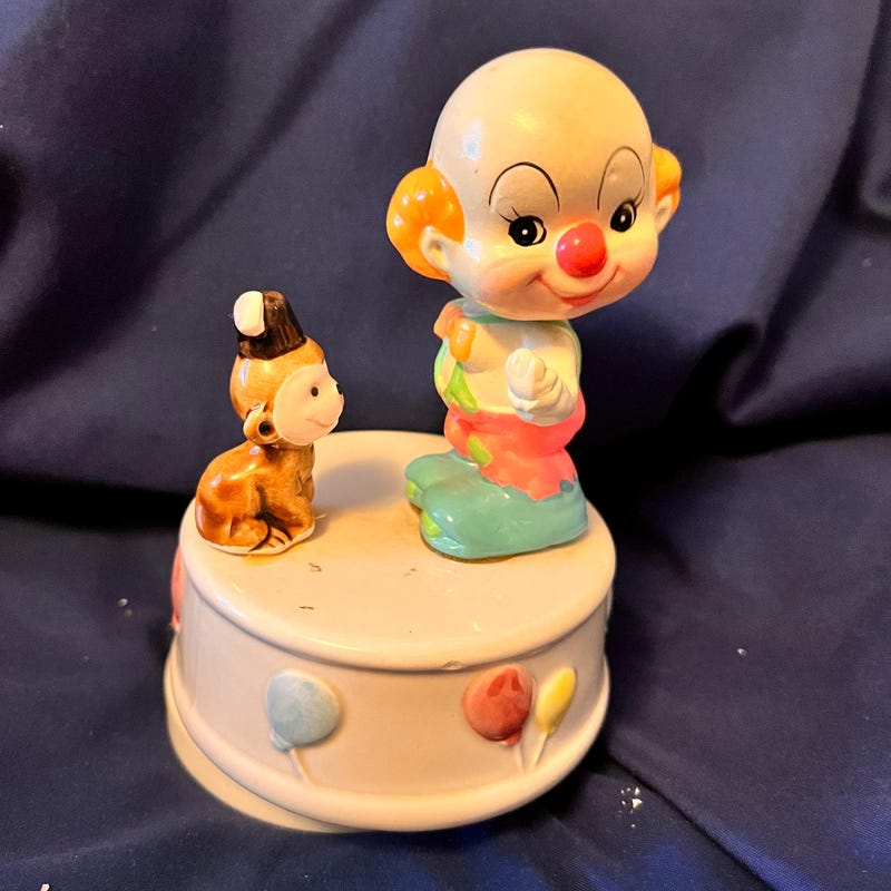 Vintage Wind up Clown Box - Etsy