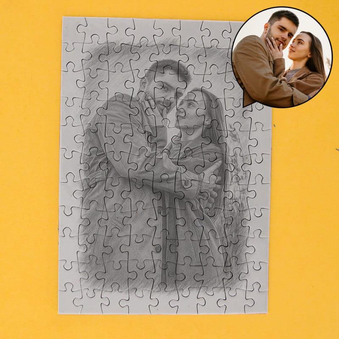 Personalized Sketch Photo Capsule Puzzle | Custom Pencil Drawing Puzzle ...