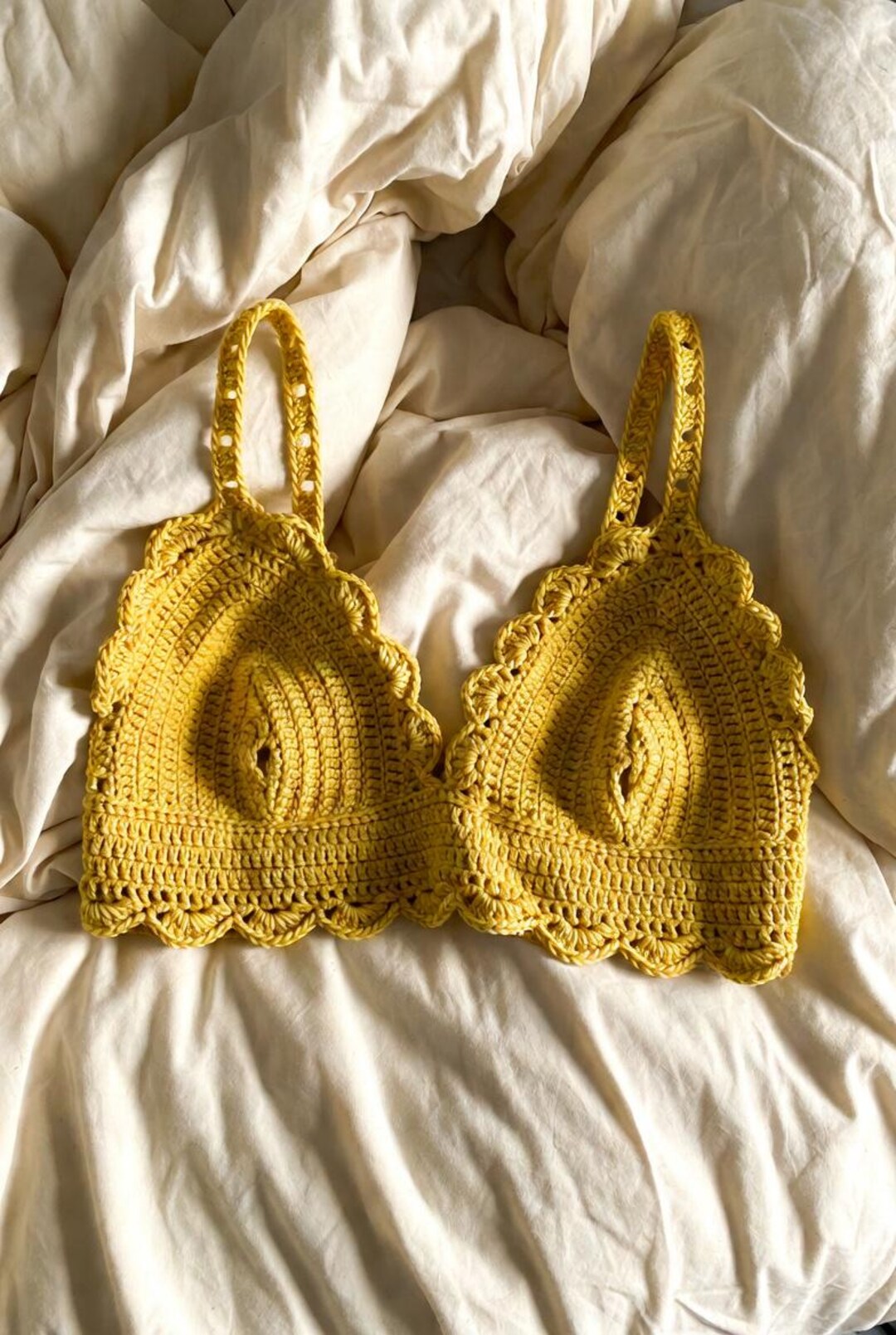 Crochet Bralette Pattern PDF · Triangle Cup Crop Top · Scalloped Edge ...