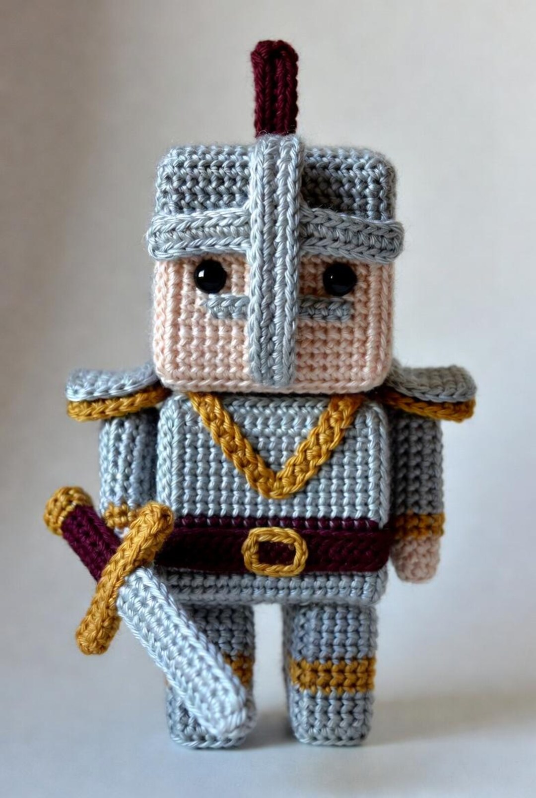 Blocky Knight Crochet Pattern, Medieval Armor Hero Toy (PDF Download ...