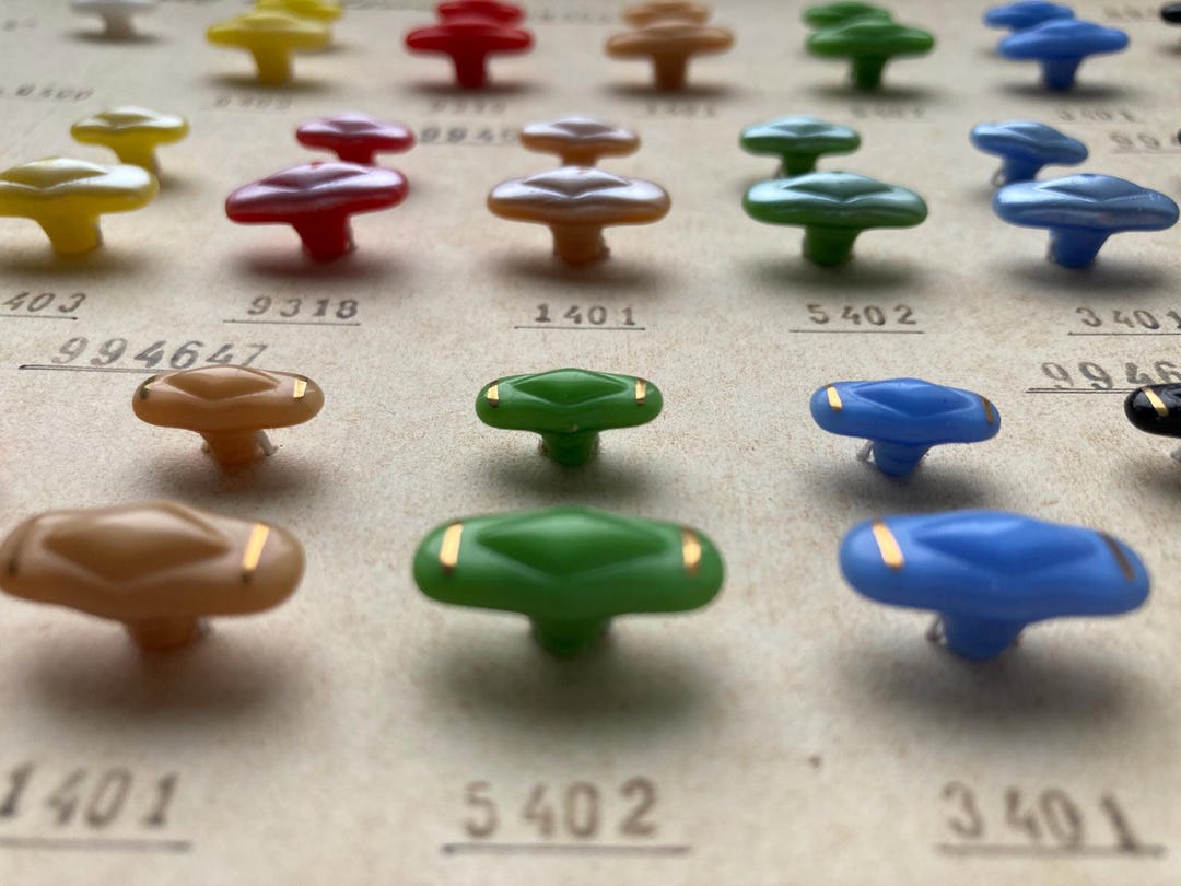 41 Navette Eye-shaped Glass Buttons - Extraordinary 1950s Jablonex ...
