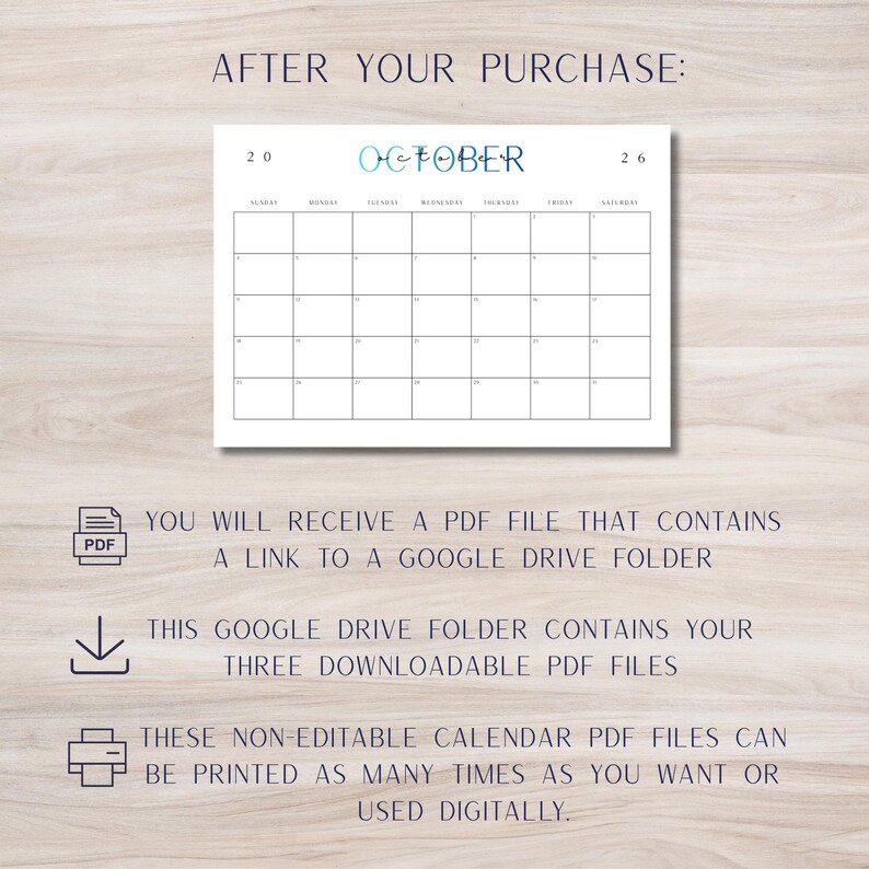 Minimalistischer Kalender 2026 Druckbare PDF Digital Monatlich Sonntag ...