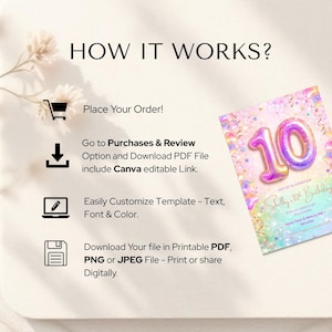 10th Birthday Invitation Girls Pink Video Template, Animated Glitter ...