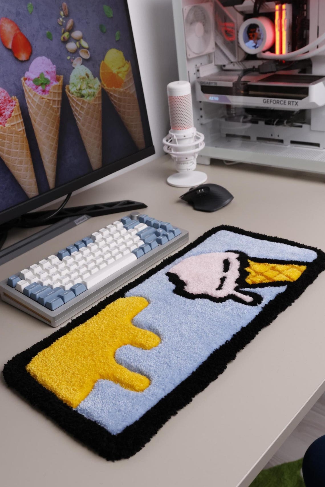 Custom Tufted Keyboard Rug – Handmade Gaming Desk Mat, Custom Wrist Pad ...