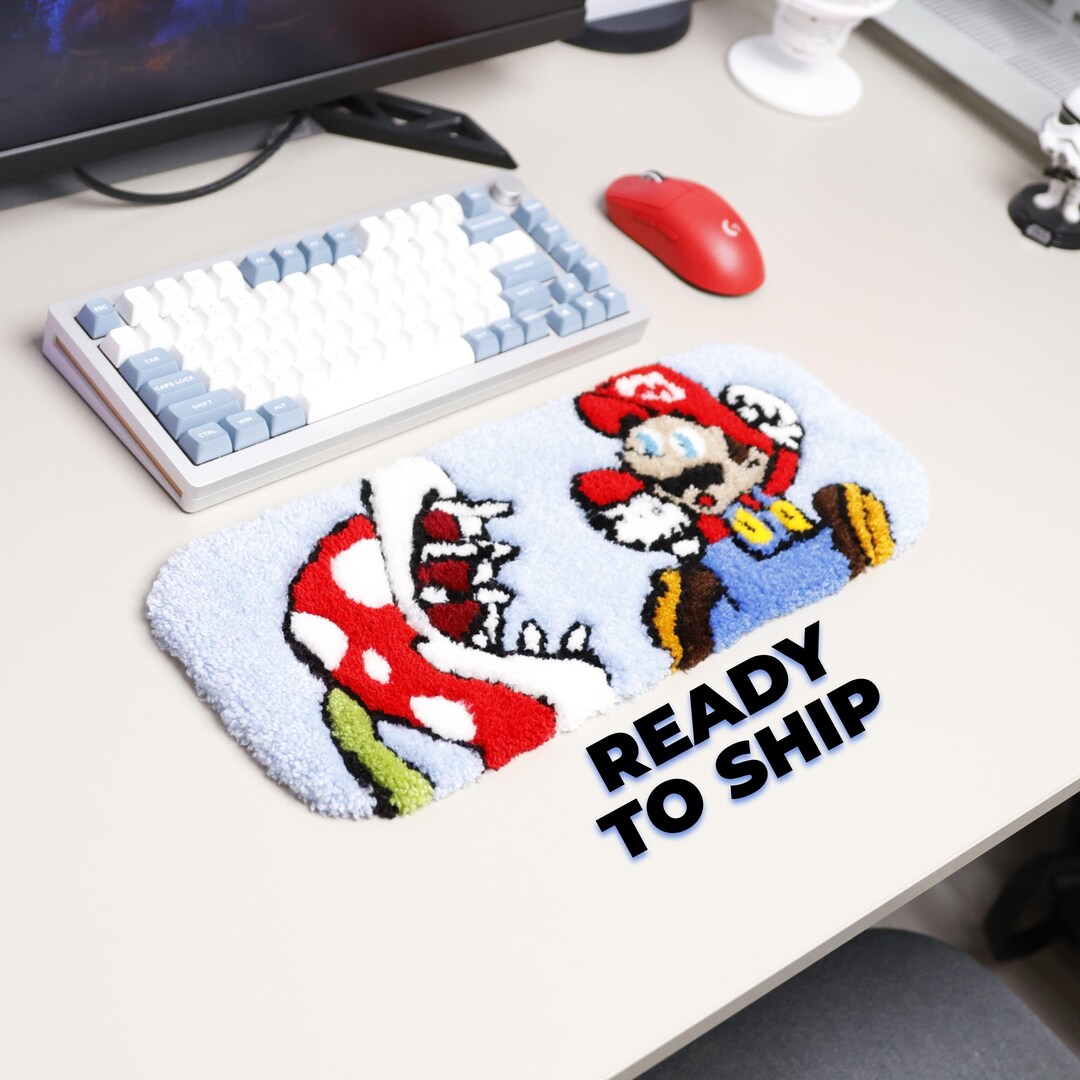 Mario Tufted Keyboard Rug, Custom Desk Mat, Gaming Decor, Wrist Rest ...