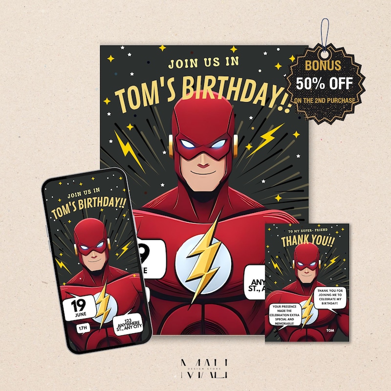 Dc Birthday Invitations - Etsy
