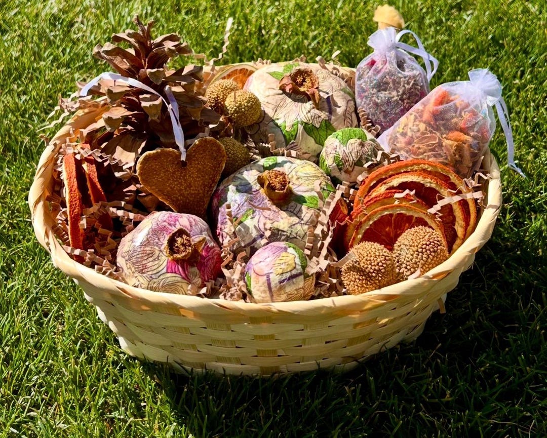 Desert Love Basket Citrus Lavender Sachets, Dried Pomegranates & Lemon ...