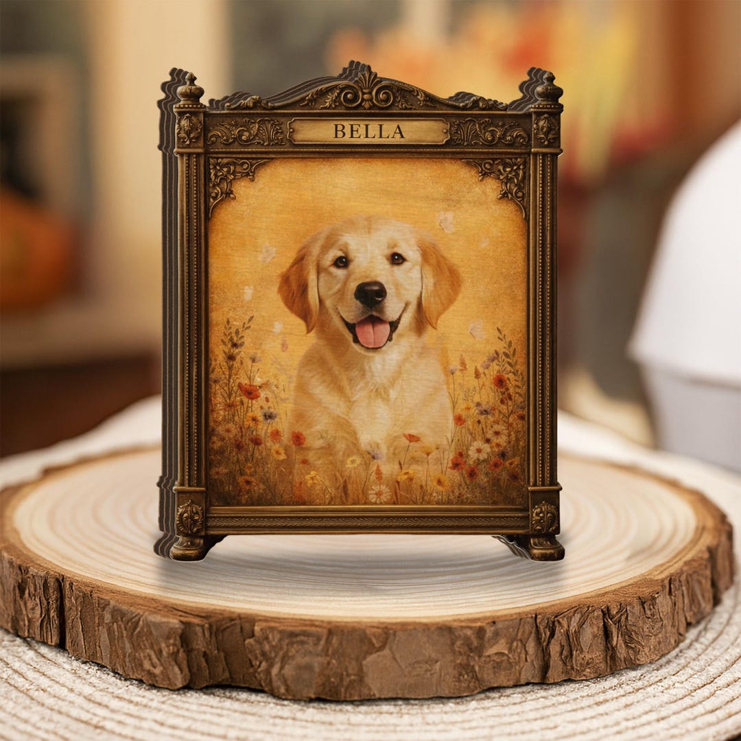 Personalized Pet Wooden Block, Custom Dog Portrait Decor, Memorial or ...