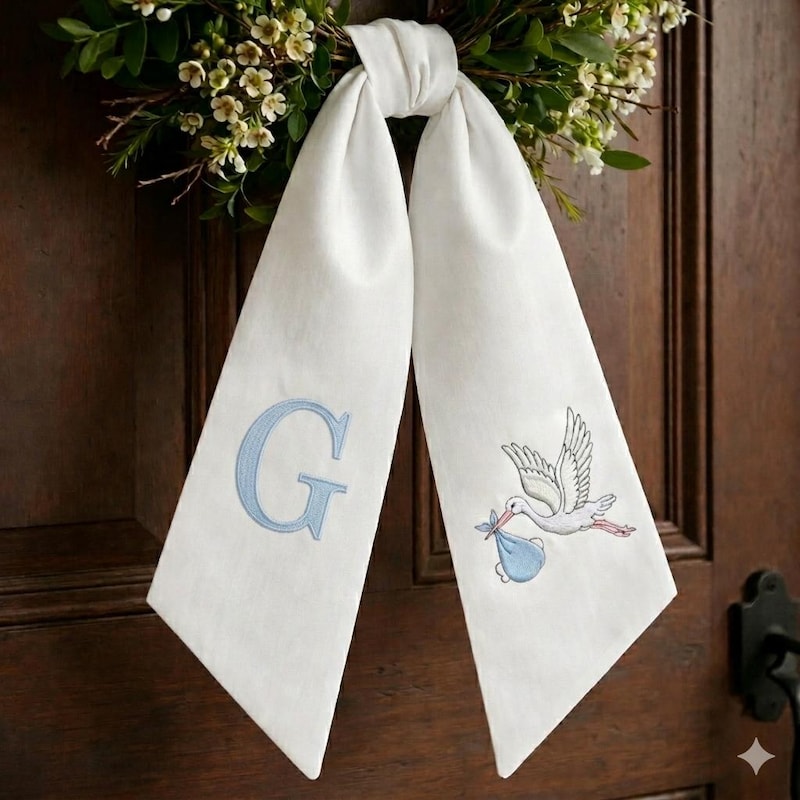 Wreath Sash Baby Stork - Etsy