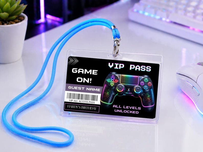 Gamer VIP Badge Editable Template, Gamer Birthday Party Passes, Video ...