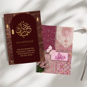 Eid Mubarak Cards Bundle Pack of 6, Vintage Calligraphy & Modern ...