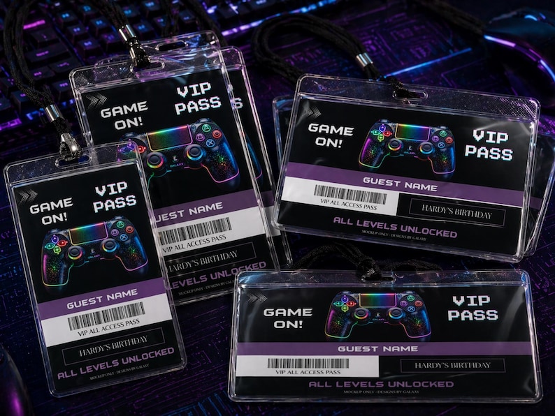 Gamer VIP Badge Editable Template, Gamer Birthday Party Passes, Video ...
