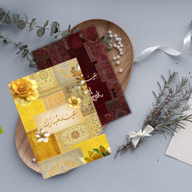 Eid Mubarak Cards Bundle Pack of 6, Vintage Calligraphy & Modern ...