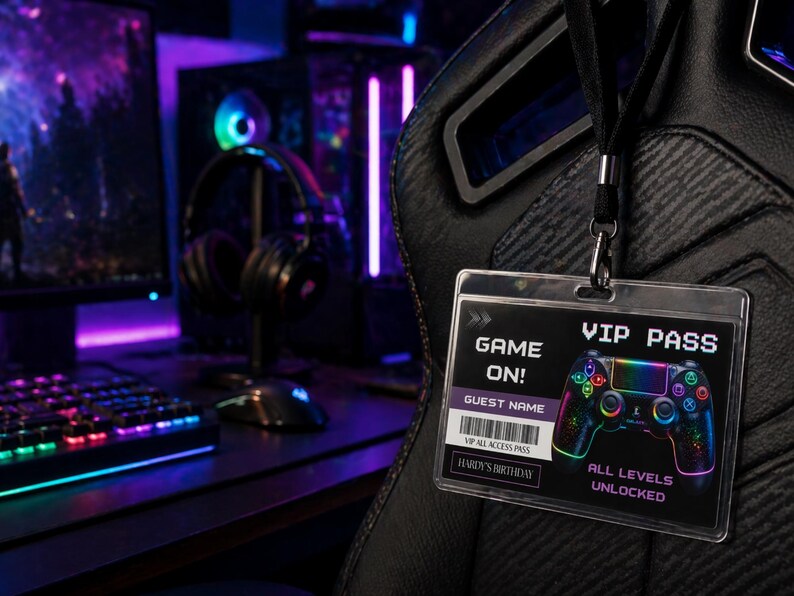 Gamer VIP Badge Editable Template, Gamer Birthday Party Passes, Video ...