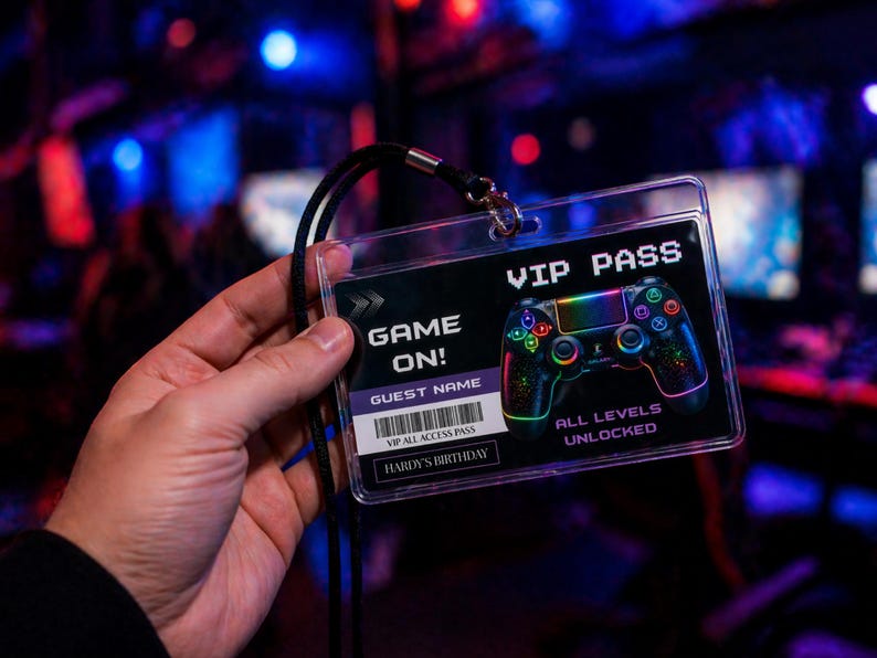 Gamer VIP Badge Editable Template, Gamer Birthday Party Passes, Video ...
