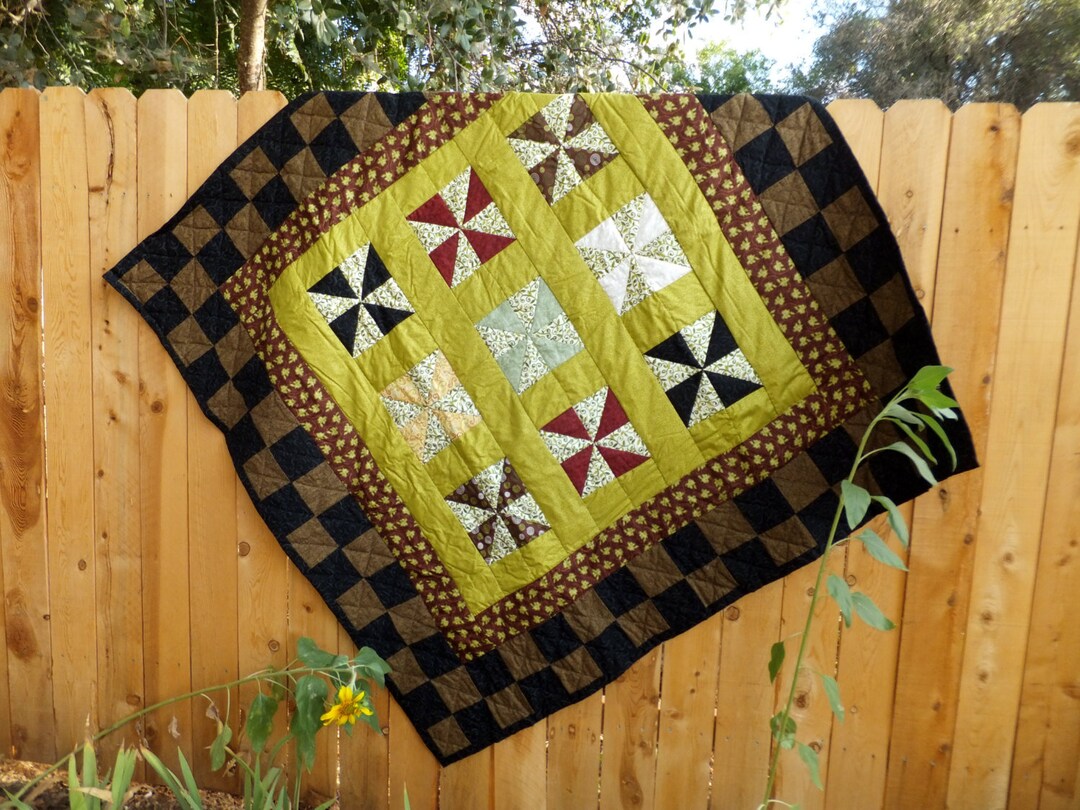 Quilt, Prairie Wheat Pinwheels, Hand Quilted Piecework Blanket ON SALE ...
