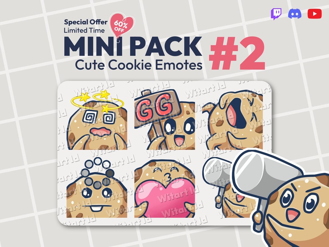 Kawaii Cookie Emotes Mini Pack #2 | Twitch, Discord, Youtube (digital ...