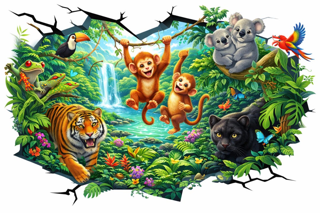 Kids Jungle & Ocean Wall Art Printable Set | Animal Nursery Decor ...