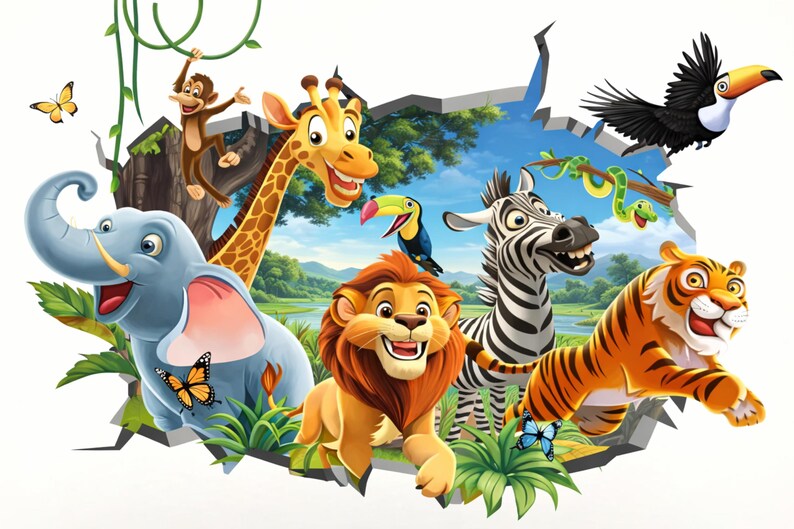 Kids Jungle & Ocean Wall Art Printable Set | Animal Nursery Decor ...