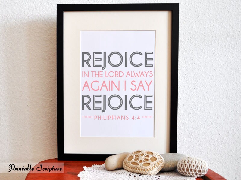 Rejoice in the Lord Always. Philippians 4:4. Printable Christian ...