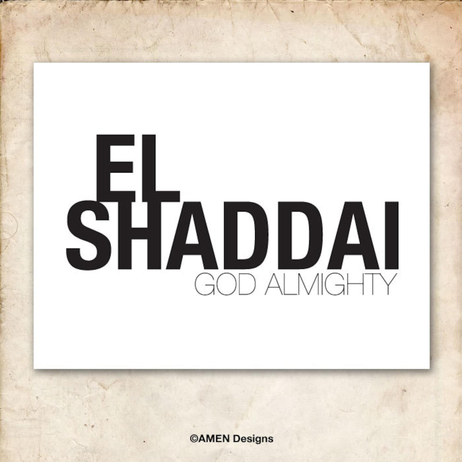 El Shaddai. 8x10in. PDF. Printable Christian Typography Print Design ...