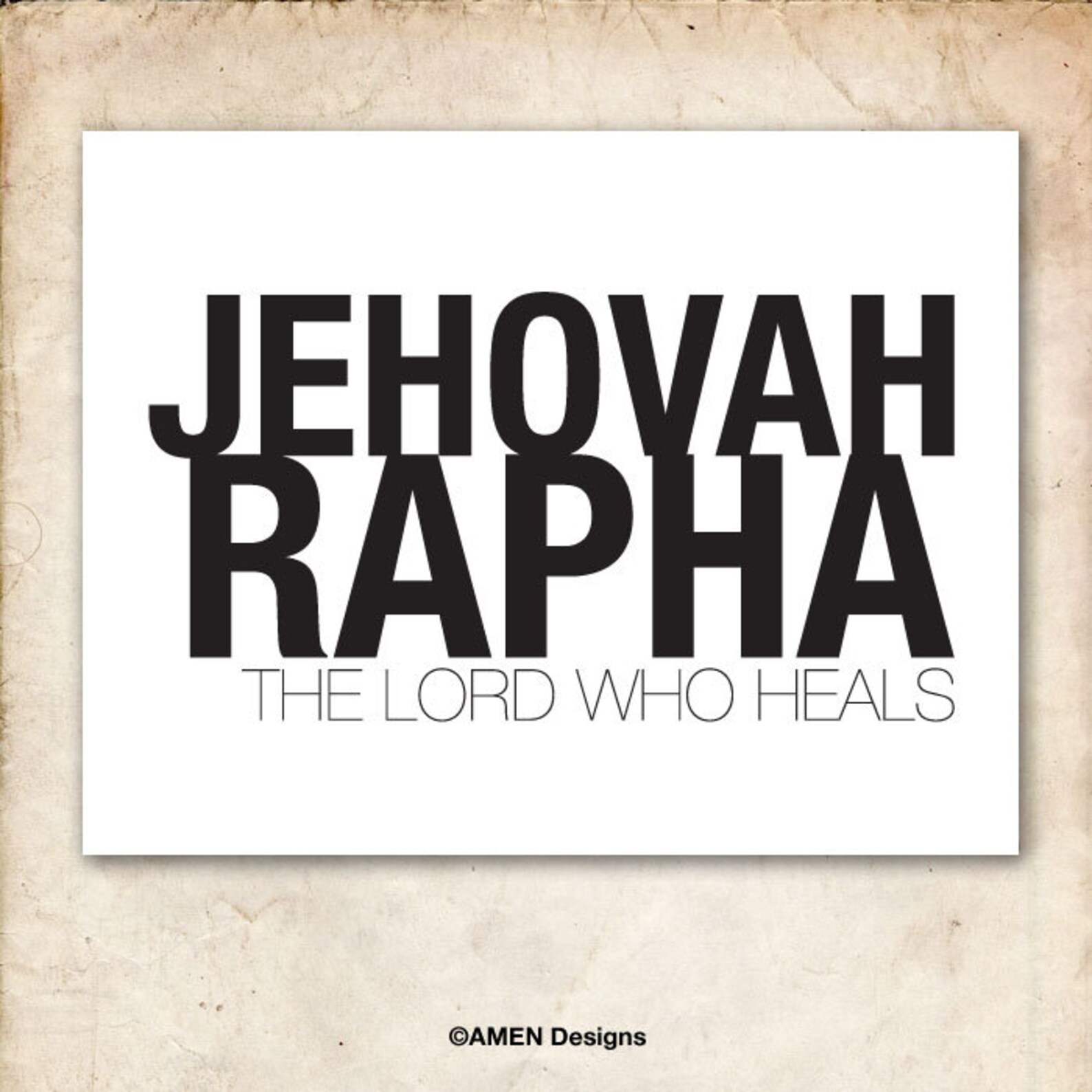Jehovah Rapha. 8x10in. PDF. Printable Christian Typographical Design ...