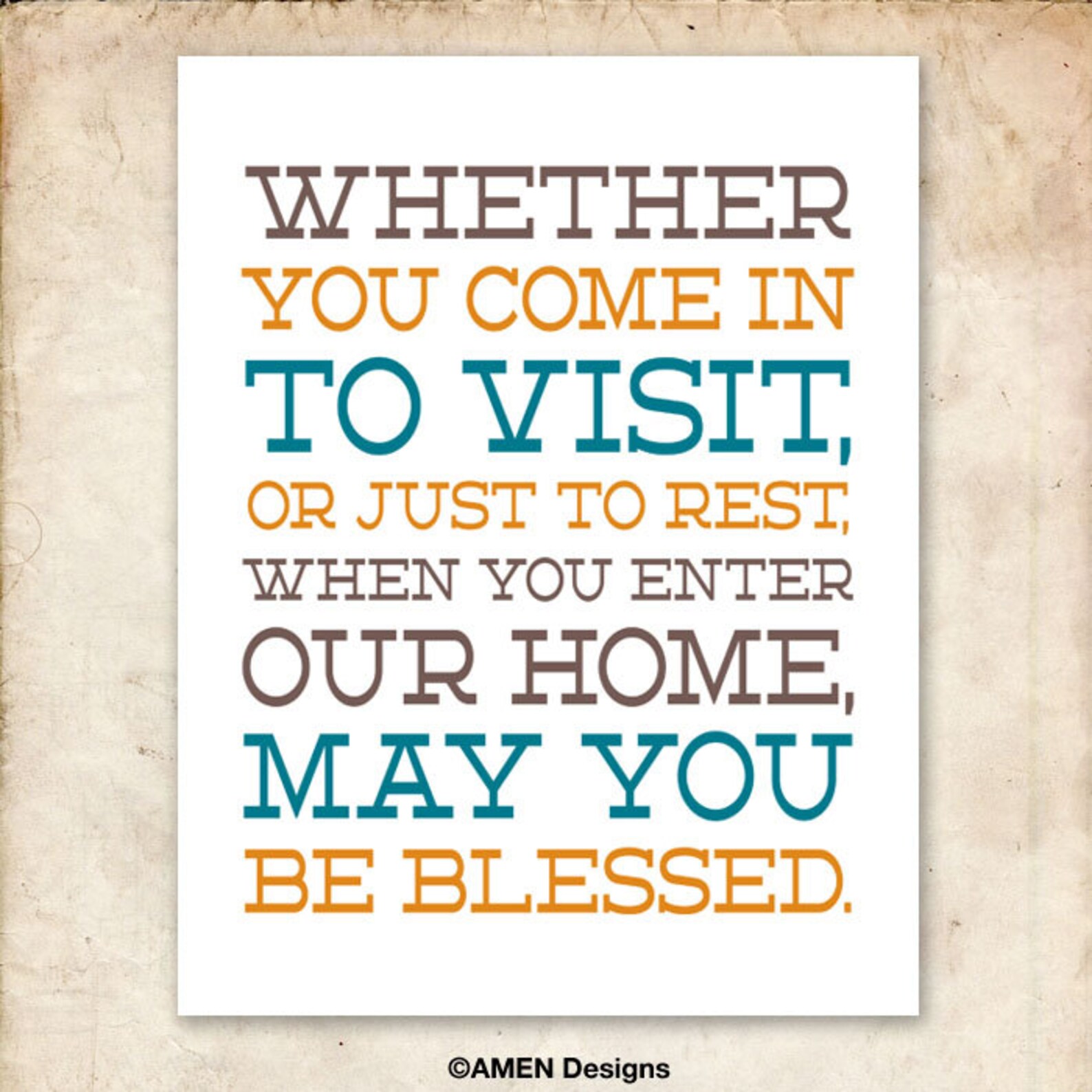 Home Welcome Blessing. 8x10. PDF. DIY Printable Christian Poster. Bible ...