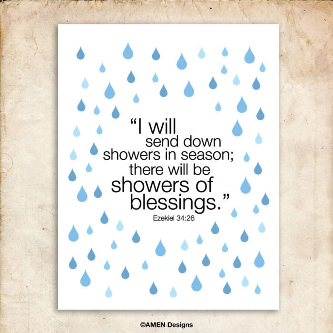 Ezekiel 34:26. Showers of Blessing. 8x10 DIY Printable Christian Poster ...