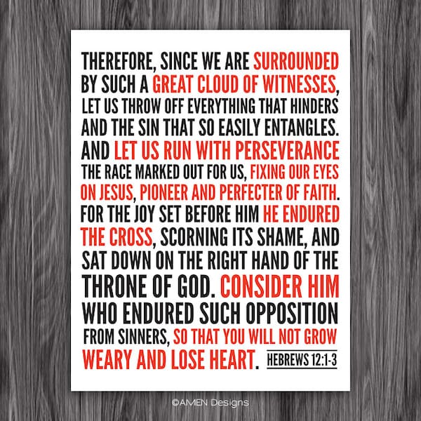 Hebrews 12 1 - Etsy