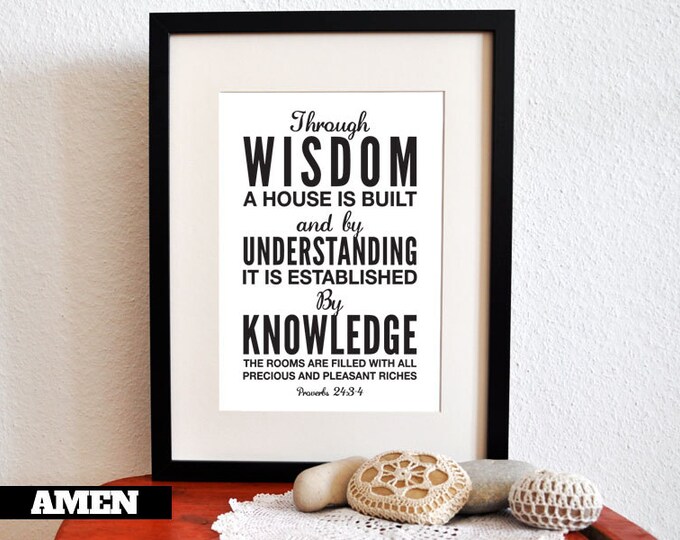 Printable Christian Poster. Proverbs 24:3-4. Wisdom. Understanding ...