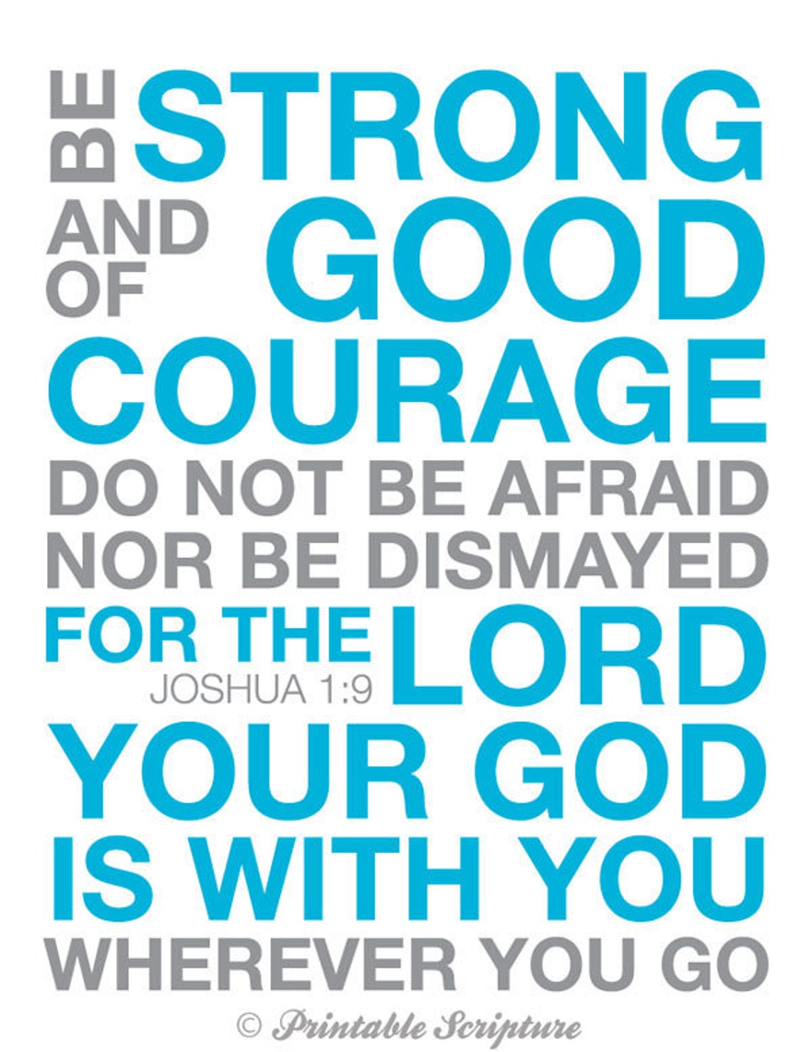 Joshua 1:9. Strength and Courage. 8x10in DIY Printable Christian Poster ...