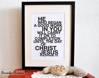 Philippians 1:6 He Who Began a Good Work Christ Jesus Bible Verse Wall ...