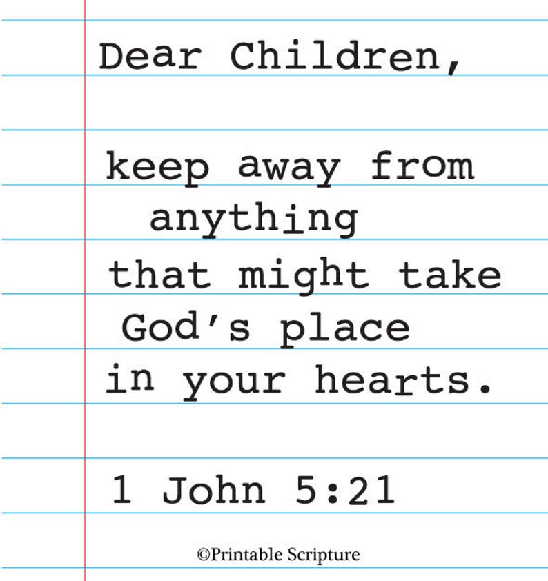1 John 5 21 DIY Printable Christian Poster PDF 8x10 Dear Children