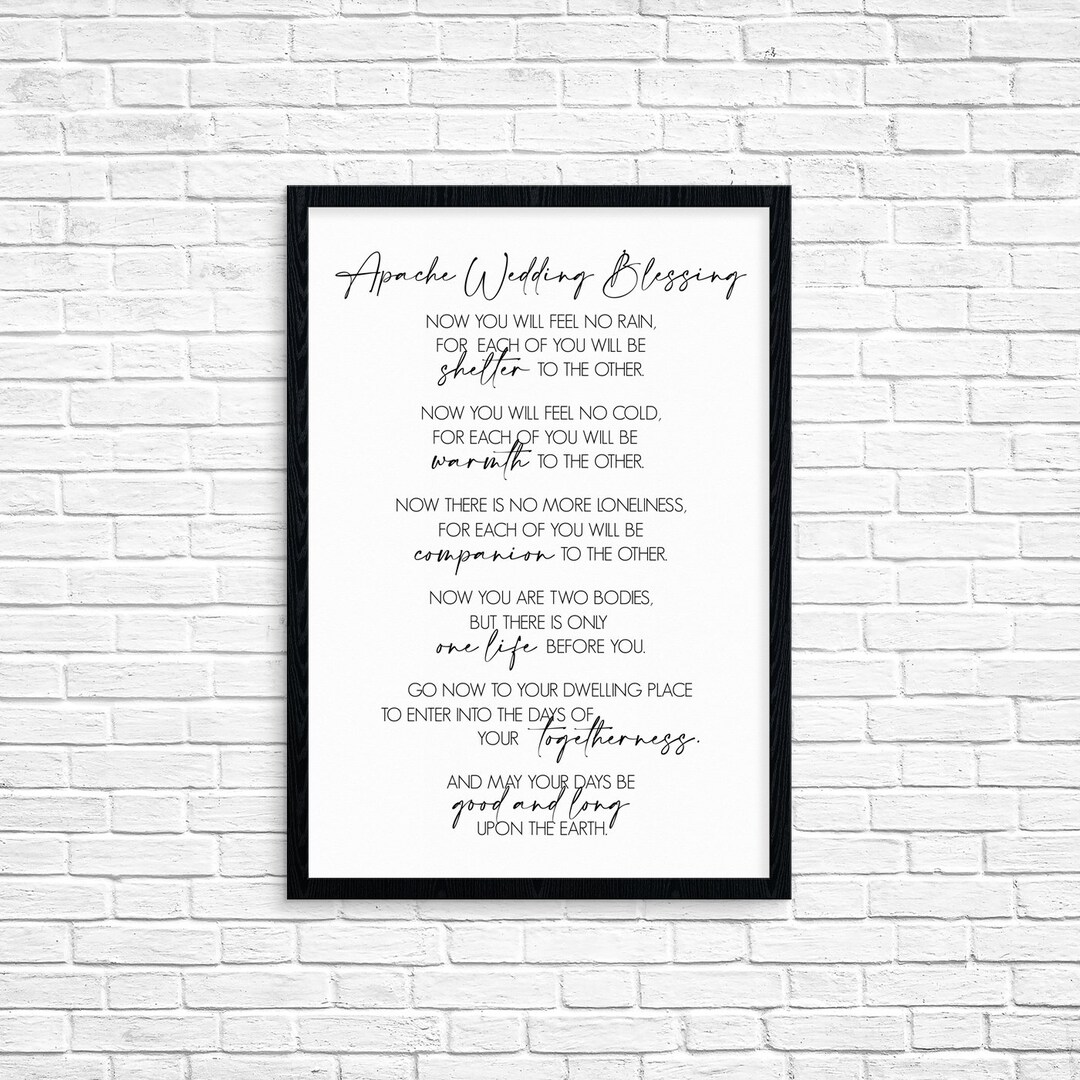 Apache Wedding Blessing. Scandinavian Style Home Decor. Wedding Gift ...