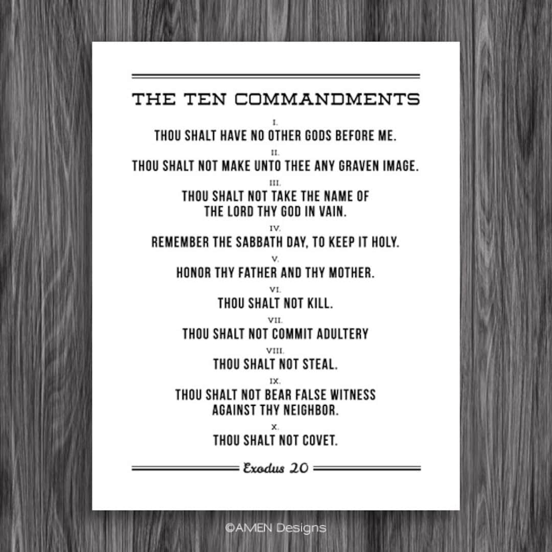 The Ten Commandments. Printable Design. for 11x14 Frames. Print on A3 ...