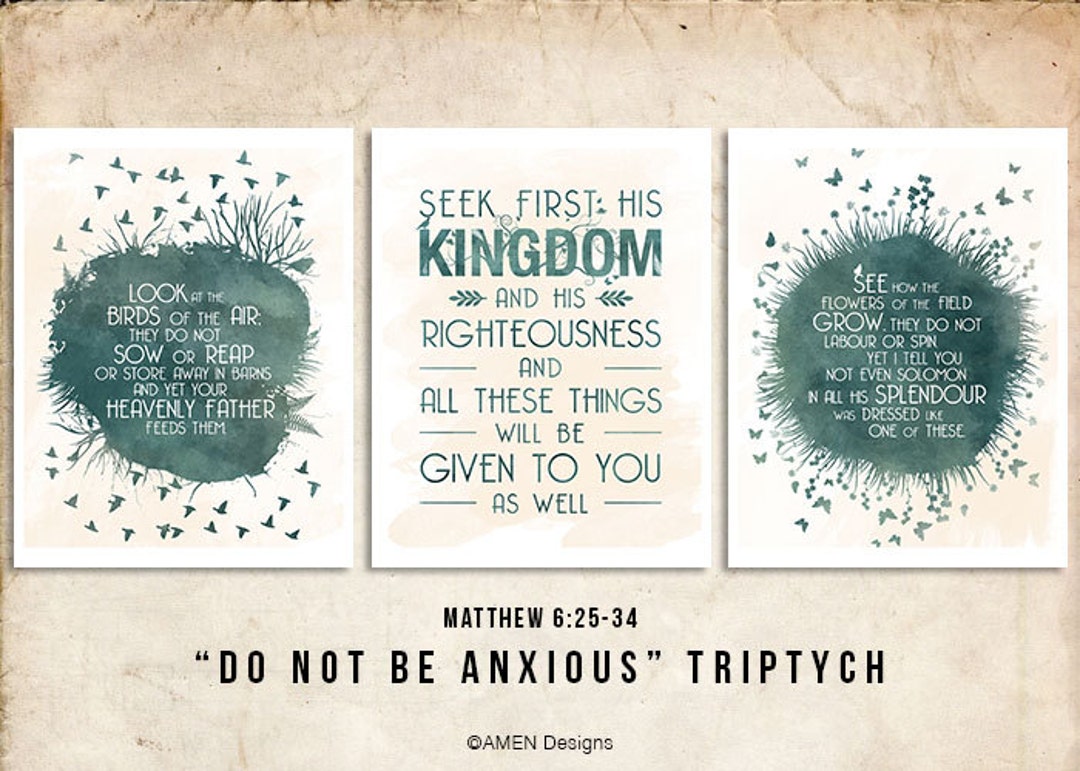 Do Not Be Anxious Triptych. Matthew 6:25-34. DIY. JPEG. 8x10 Printable ...