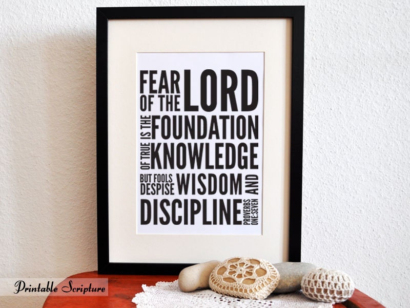 Foundation of True Knowledge. Proverbs 1:7. Printable DIY Christian ...