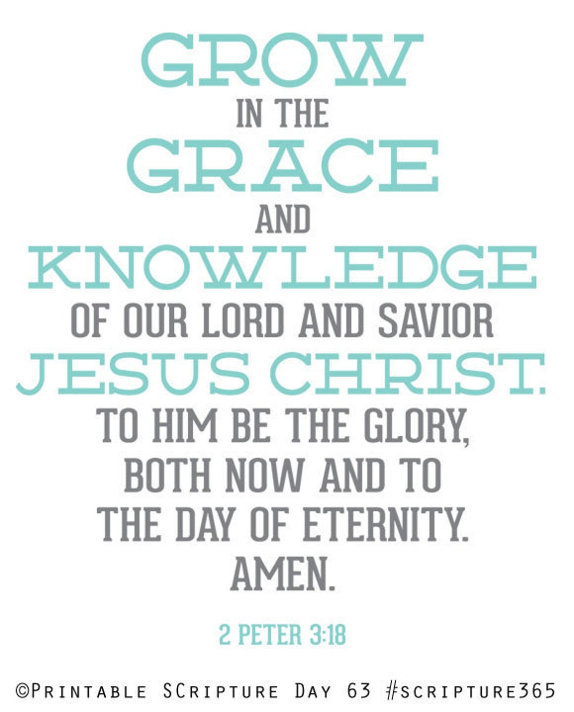 2 Peter 3:18. Grow in Grace. 8x10. DIY. Printable Christian Poster. PDF ...