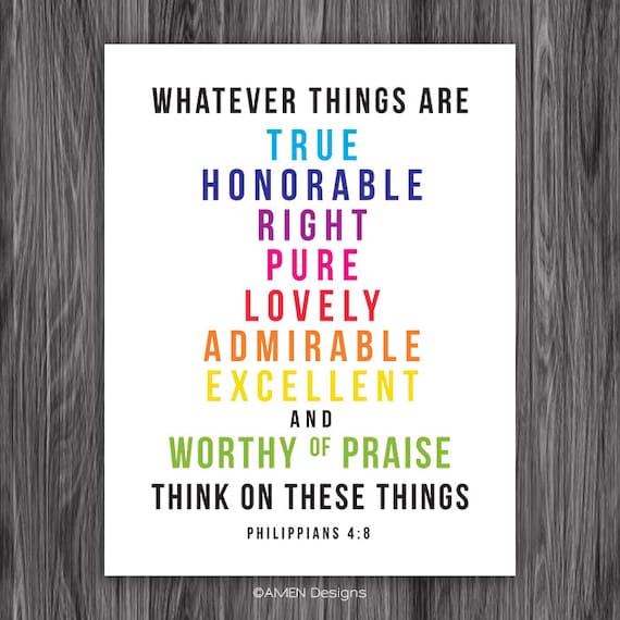 Philippians 4:8. PRINTABLE DIY Christian Poster. Dwell on - Etsy