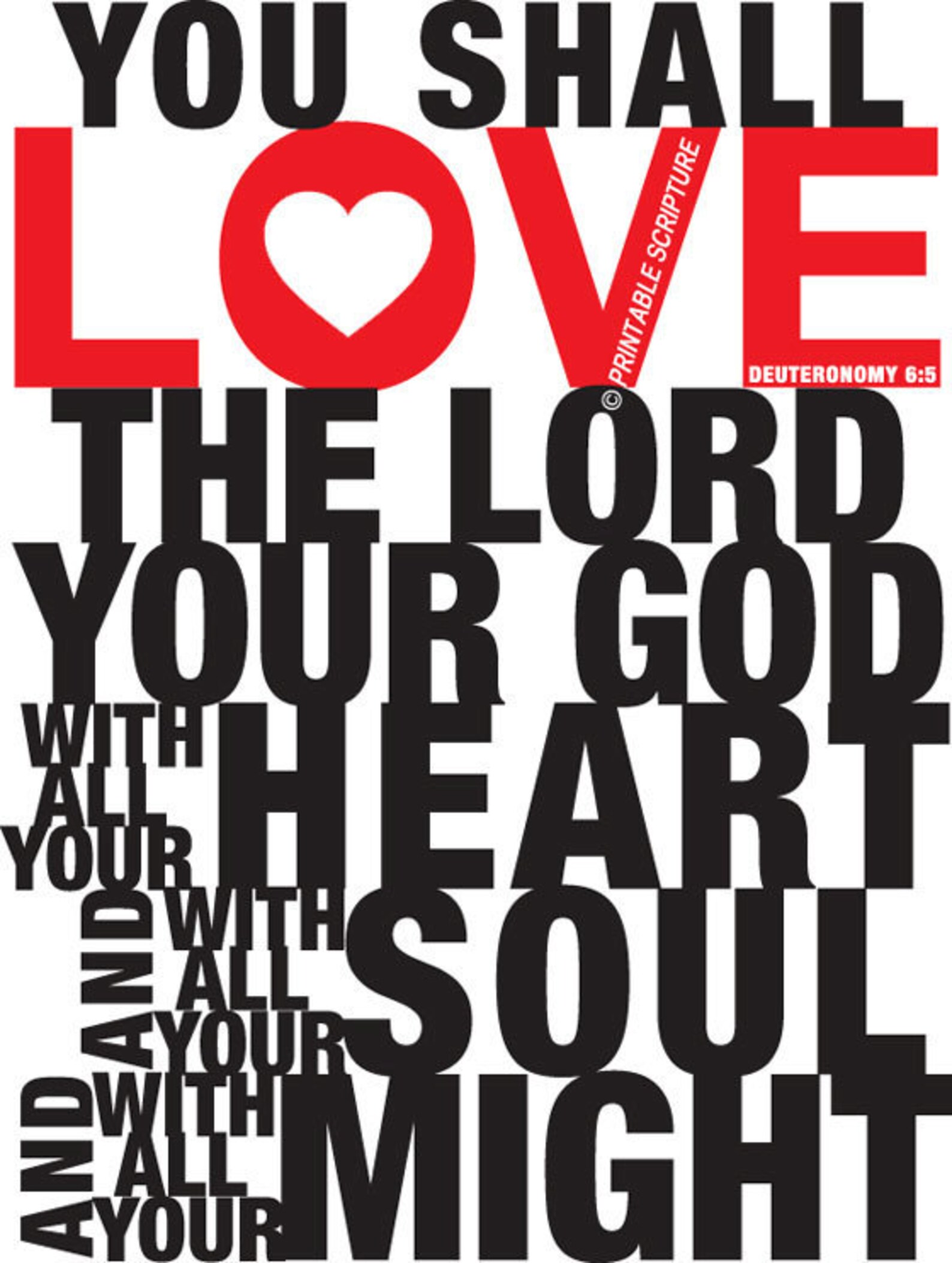 Deuteronomy 6:5. Love the Lord Your God. 8x10. DIY Printable - Etsy