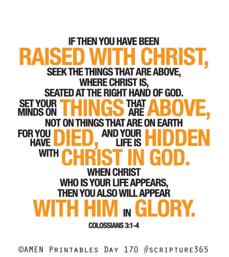 Things Above. Colossians 3:1-4. PRINTABLE DIY Christian Poster. 8x10 ...